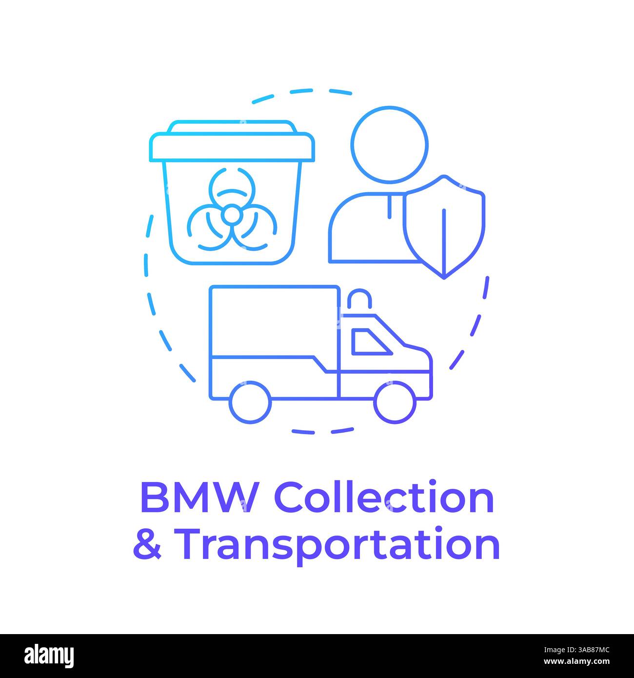 Biomedical waste collection and transportation blue gradient concept ...