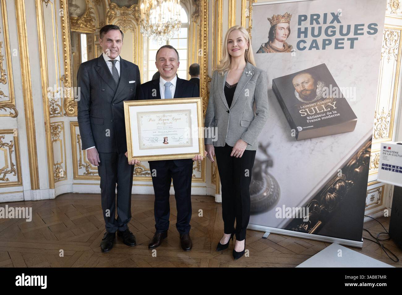 Winner of the 2024 Hugues Capet Prize, Laurent Avezou poses with his ...