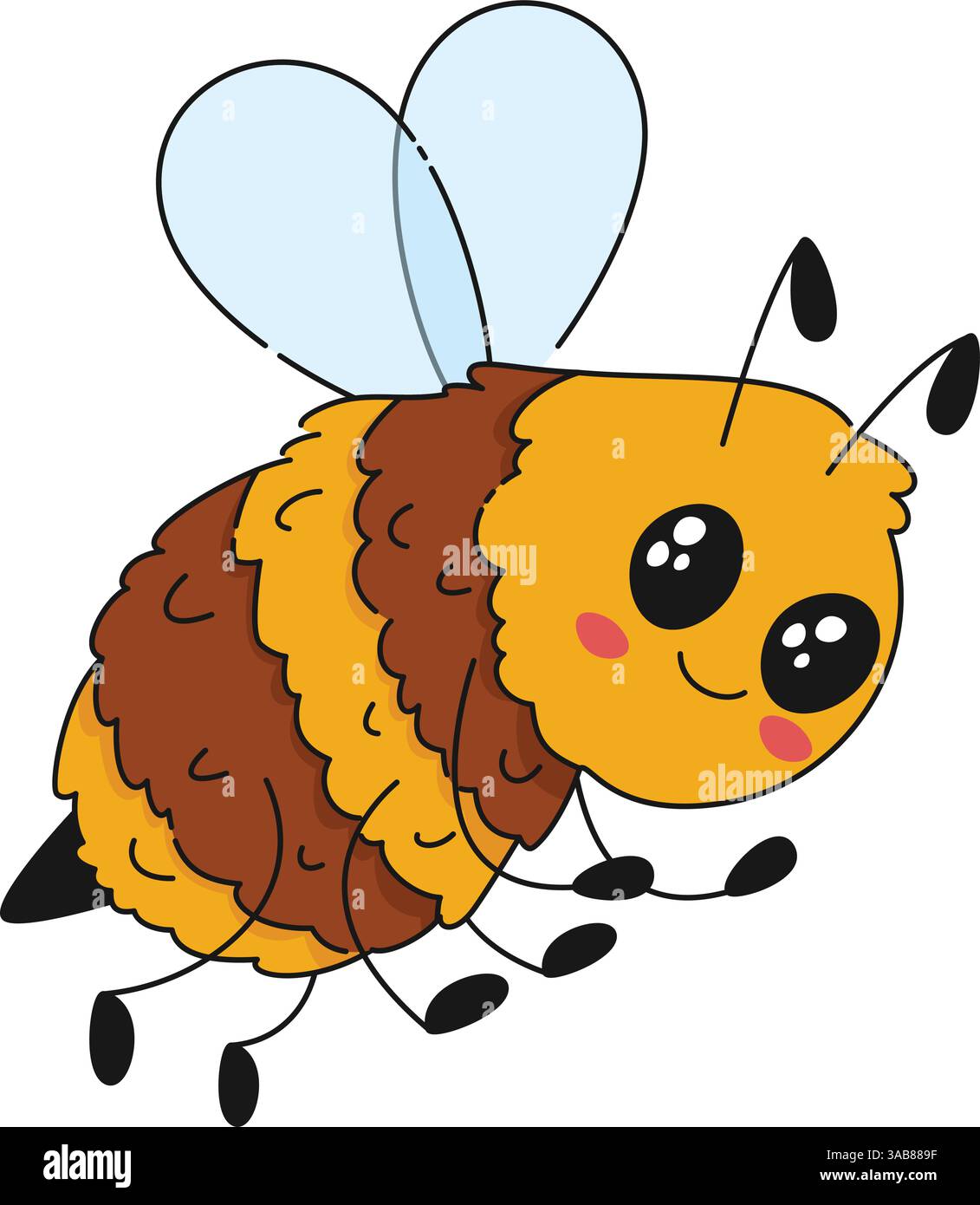 Cute funny flying bumblebee. Happy adorable bee. Funny cute sweet ...