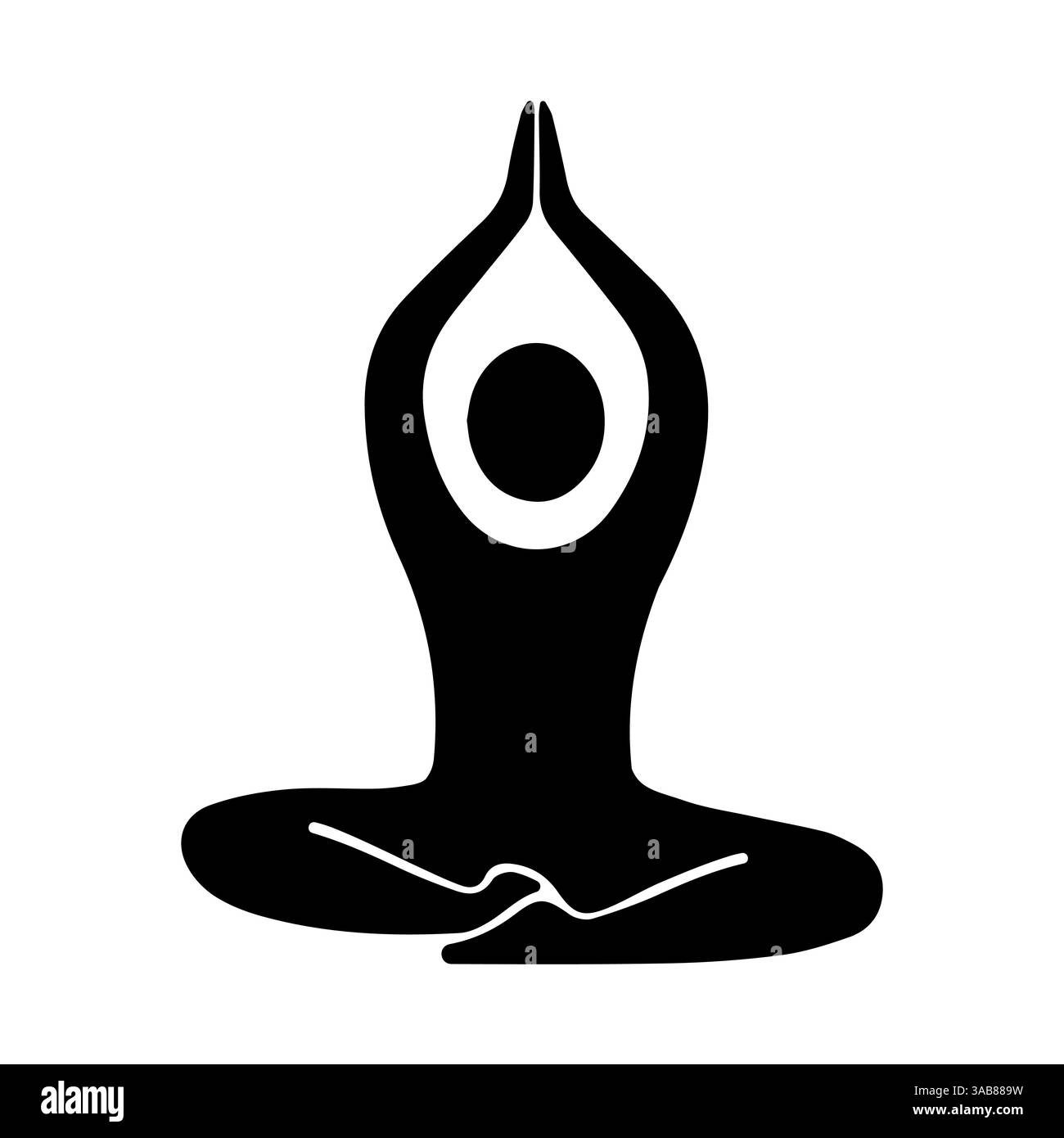 Serene yoga silhouette meditating in lotus pose, for mindfulness design ...