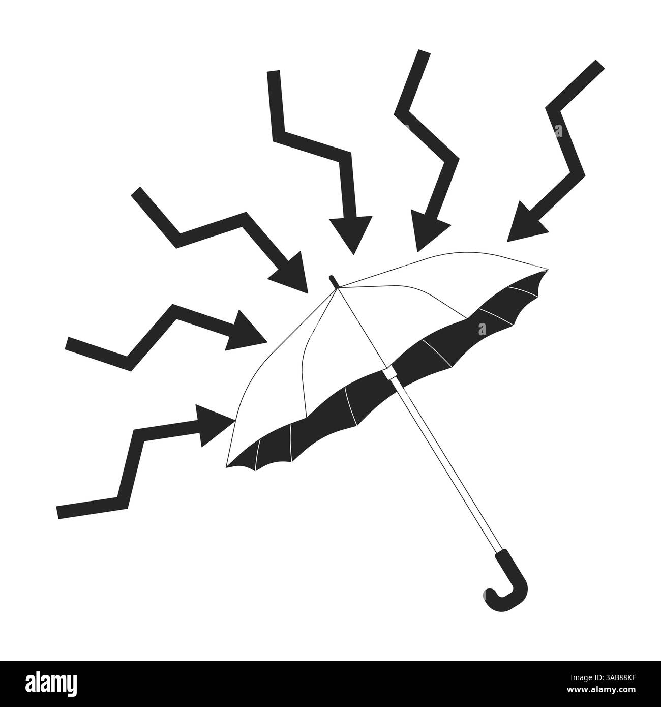 Umbrella protection from downward arrows 2D line object Stock Vector ...