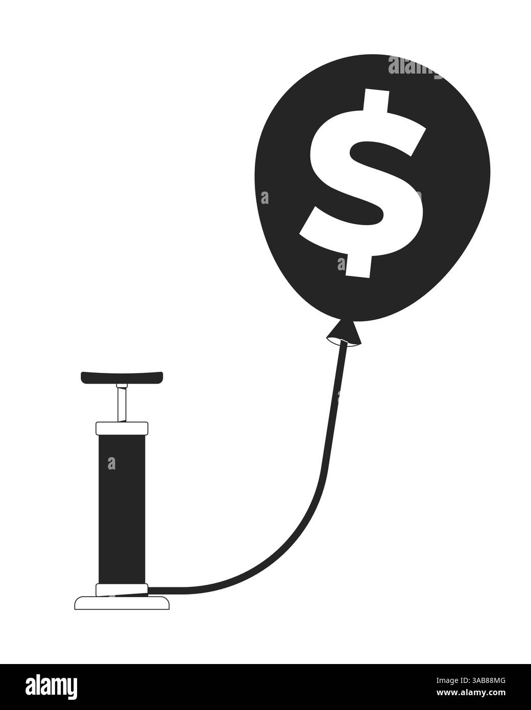 Inflation concept with dollar balloon and pump 2D line object Stock ...