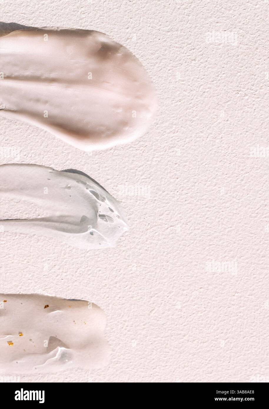 Different texture of gel and cream on a light background. Transparent ...