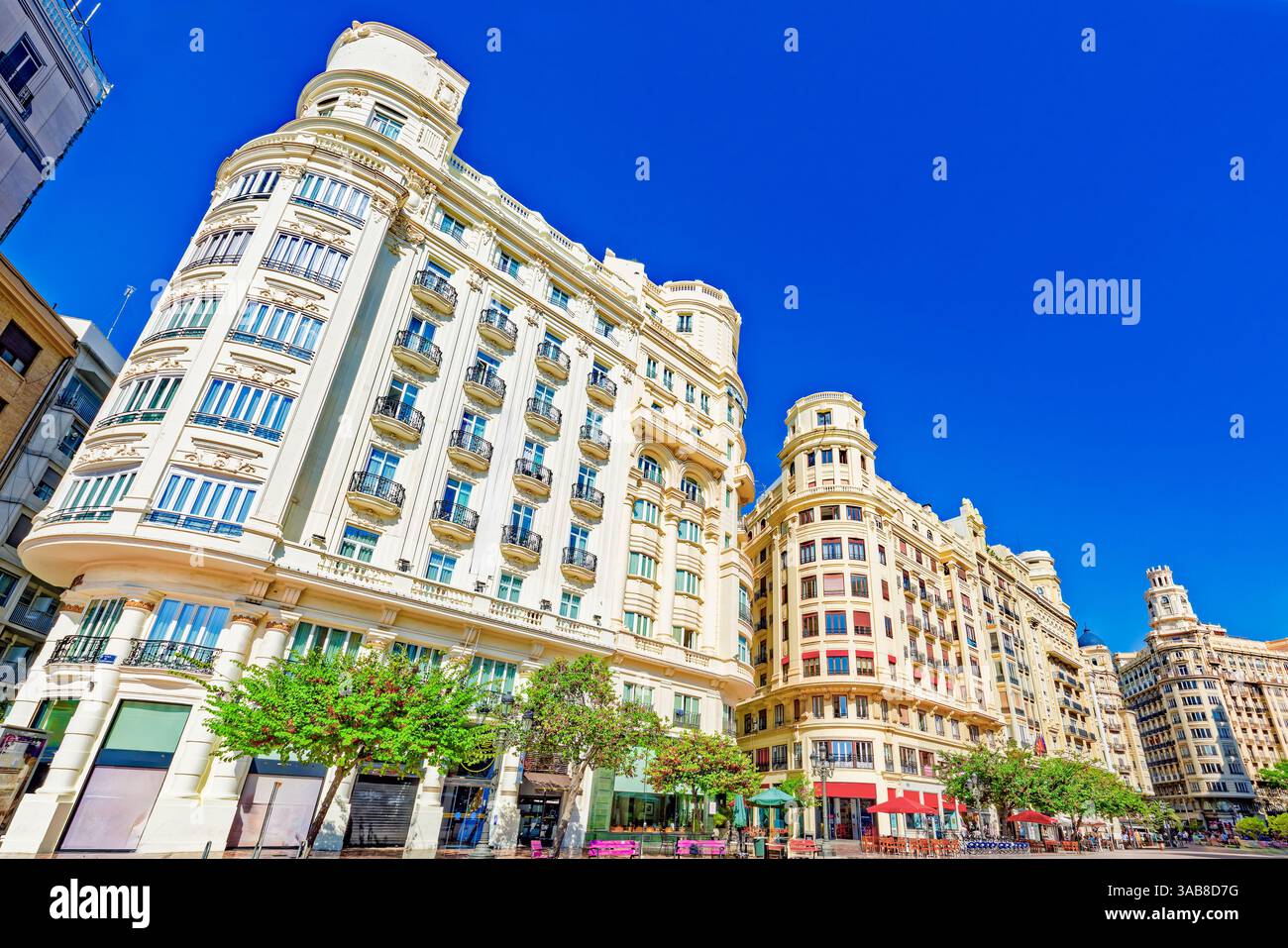 Valencia. Modernisme Plaza of the City Hall .Spain Stock Photo - Alamy