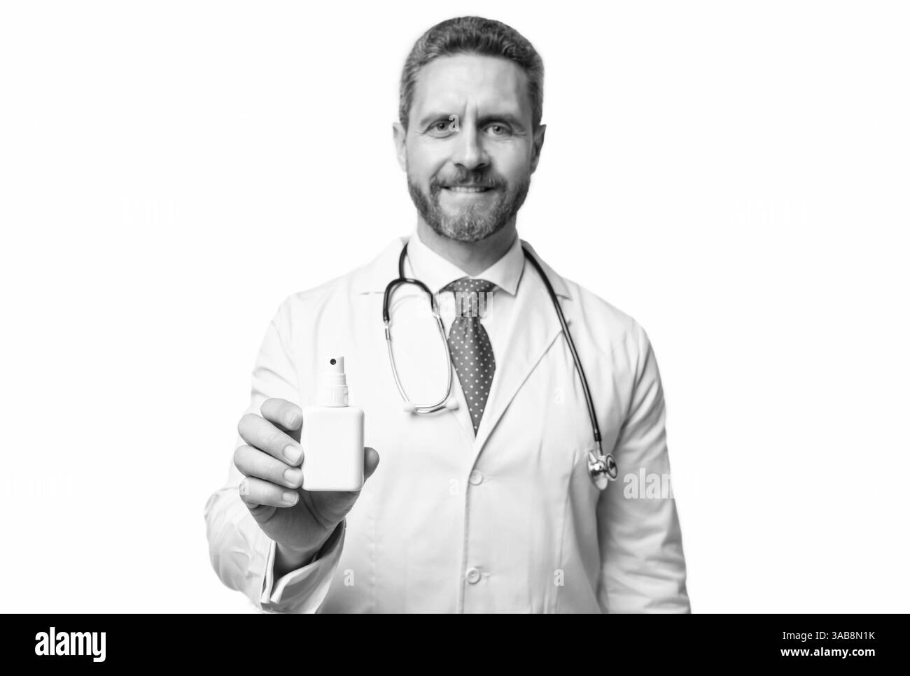 nasal medication. selective focus of doctor hold nasal drop. man with ...