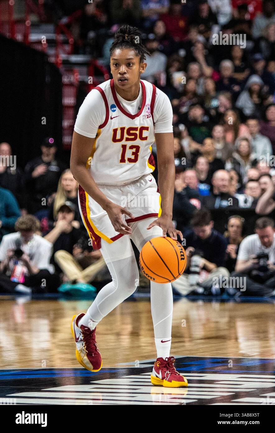 March 31 2025 Spokane WA U.S.A. USC center Rayah Marshall (13)brings ...