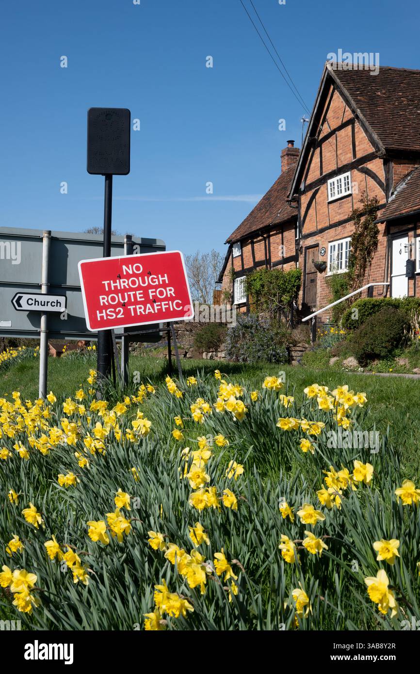 Stoneleigh village in spring with HS2 sign, Warwickshire, England, UK ...