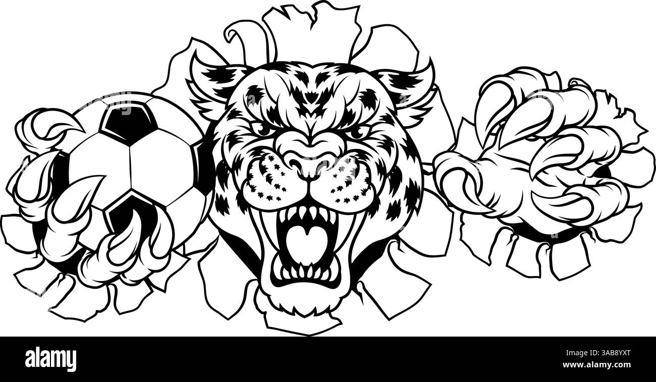 Jaguar Leopard Cheetah Soccer Football Ball Mascot Stock Vector Image ...