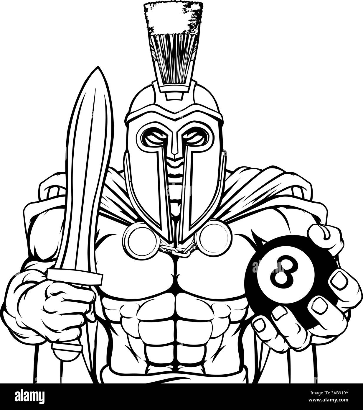 Spartan Trojan Pool Ball Billiards Mascot Cartoon Stock Vector Image ...