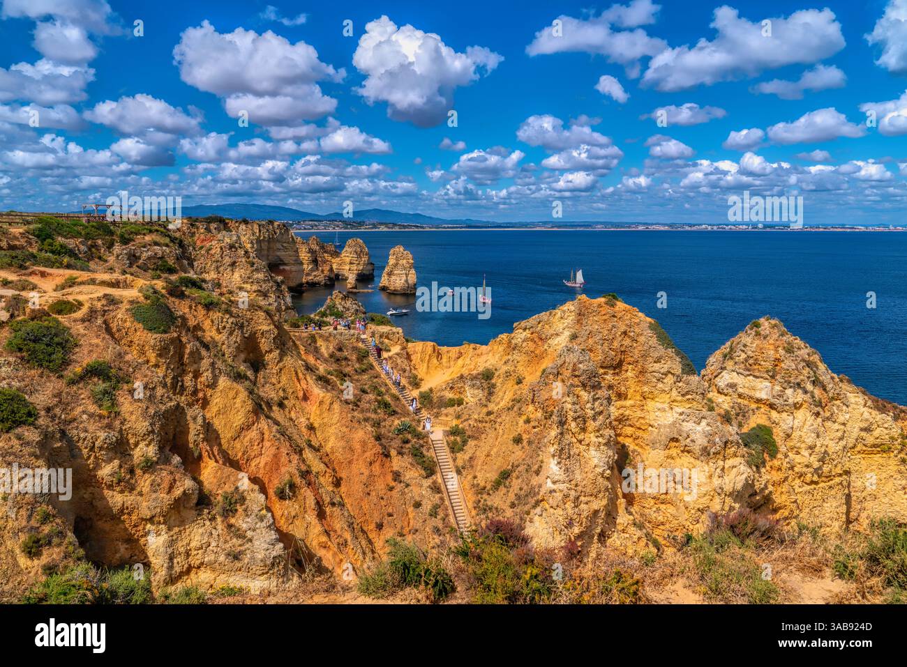 Golden cliffs Ponta da Piedade coast walk Lagos Portugal with access ...