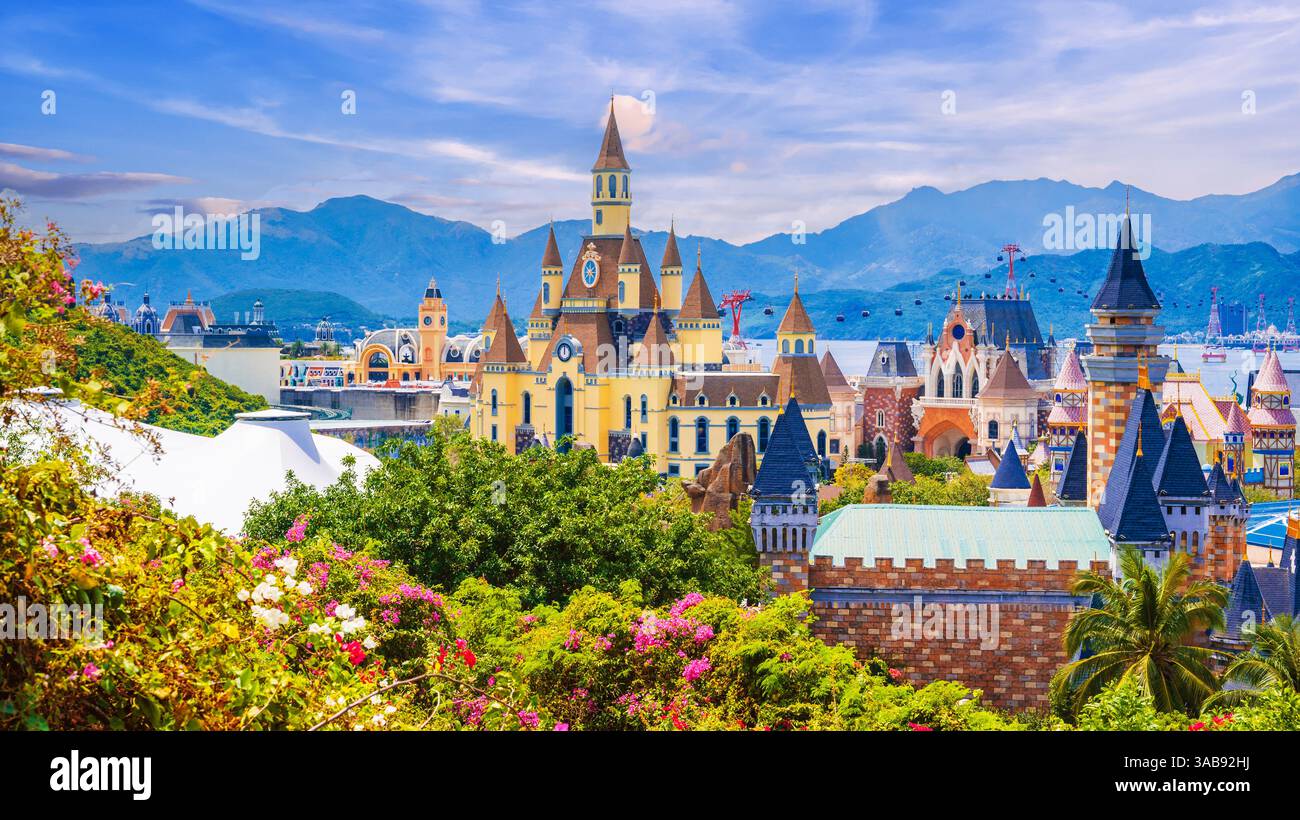 The Castle at Vinpearl Amusement Park on Hon Tre island. The island ...