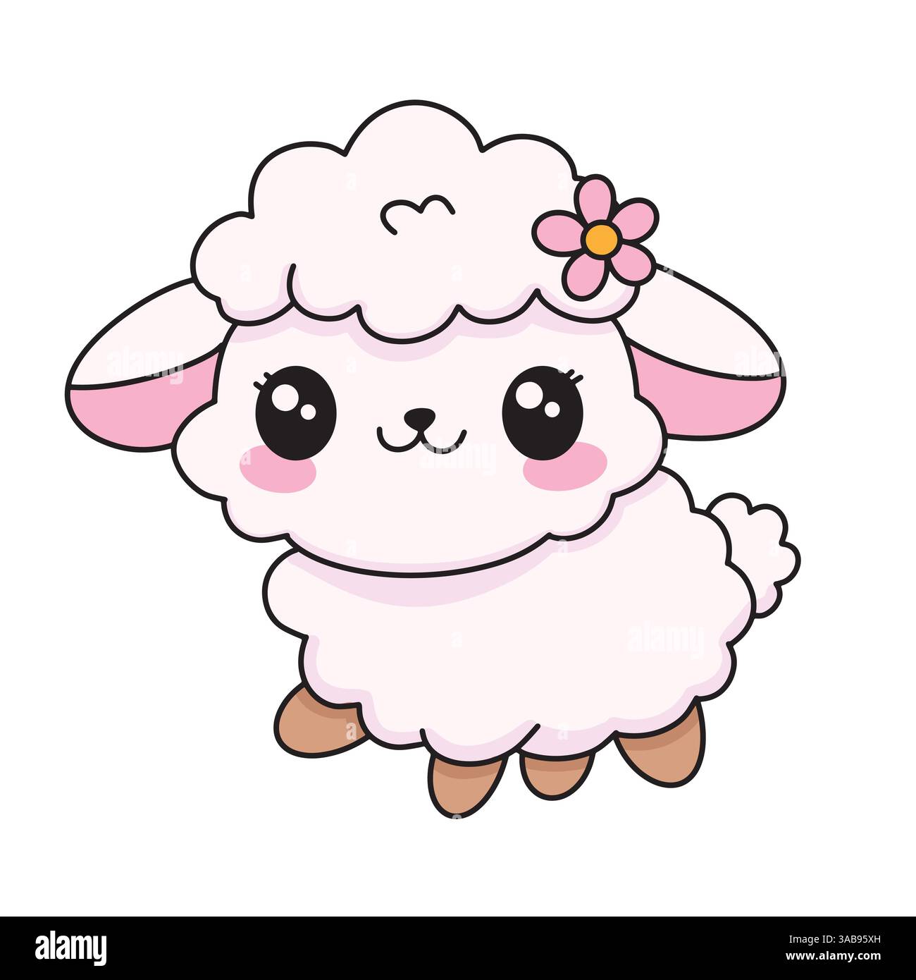 Cute Kawaii Easter Lamb Character. Adorable Hand Drawn Spring Sheep ...