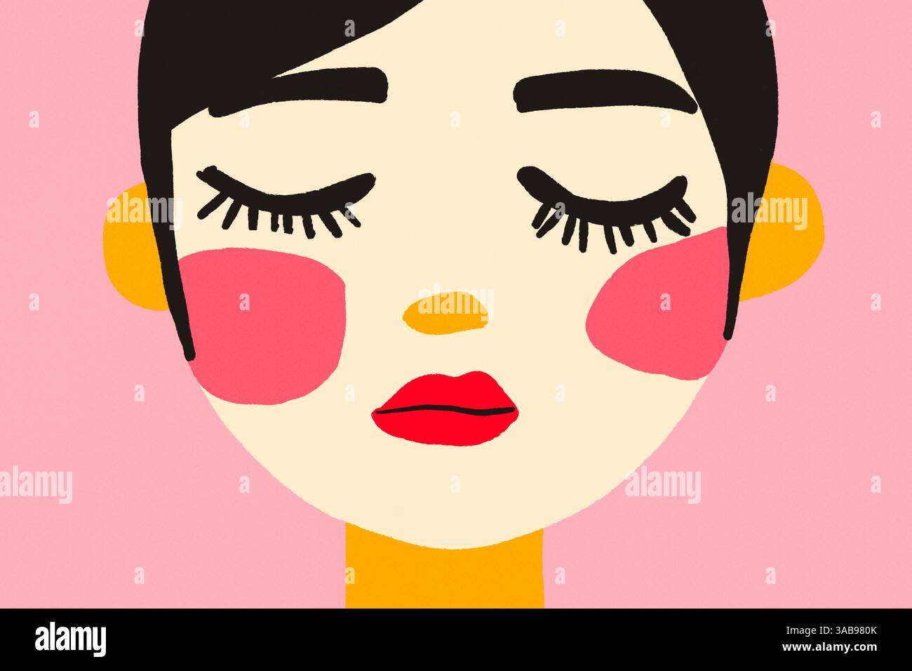 A minimalist illustration of a serene face with eyes closed, featuring ...