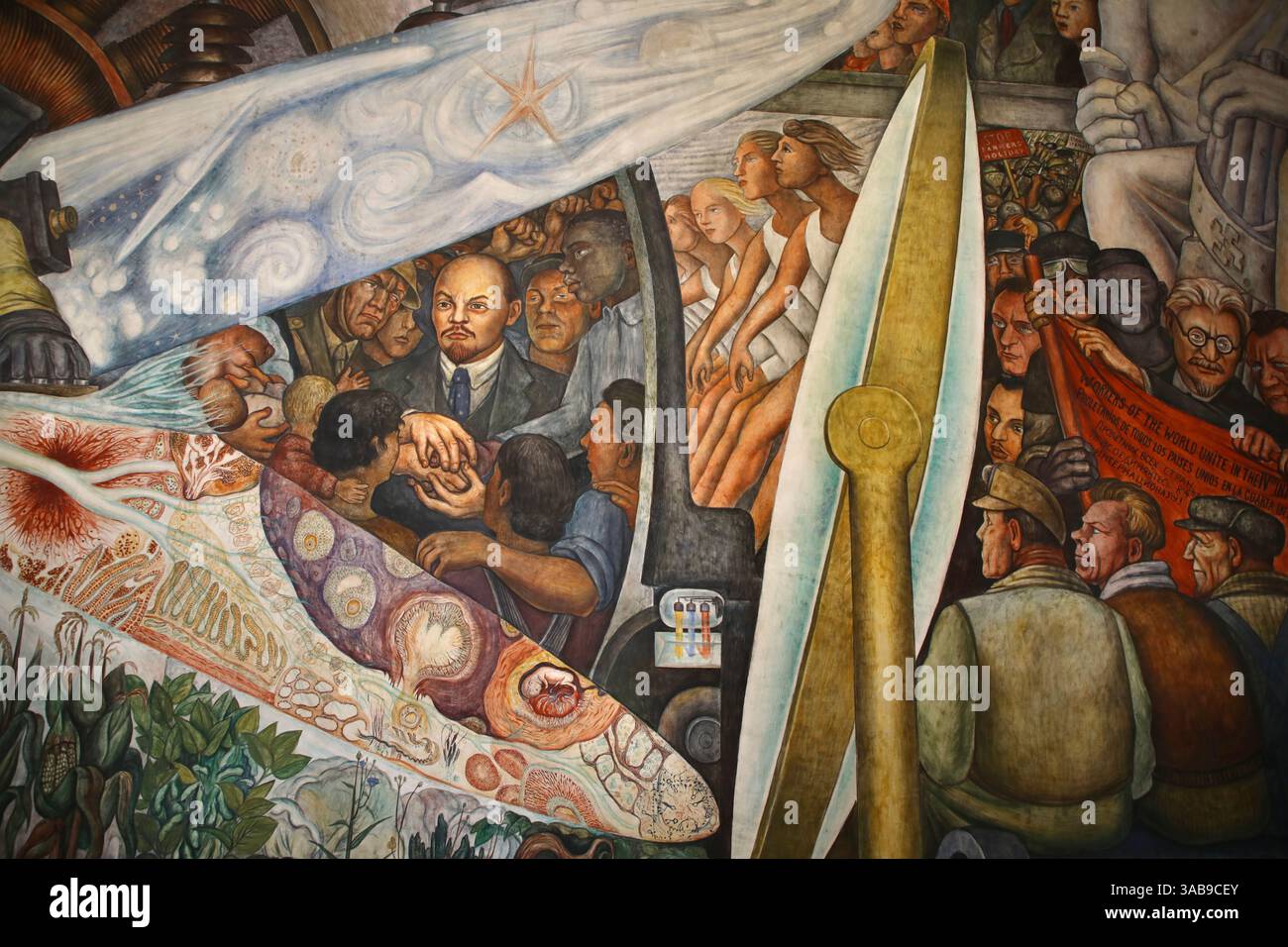 A detail from Diego Rivera's El hombre controlador del universo (Man ...