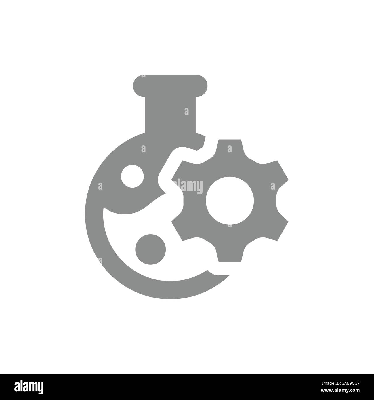Bioengineering Scientific Research Vector Icon Test Tube And Gear Chemistry Experiment Symbol