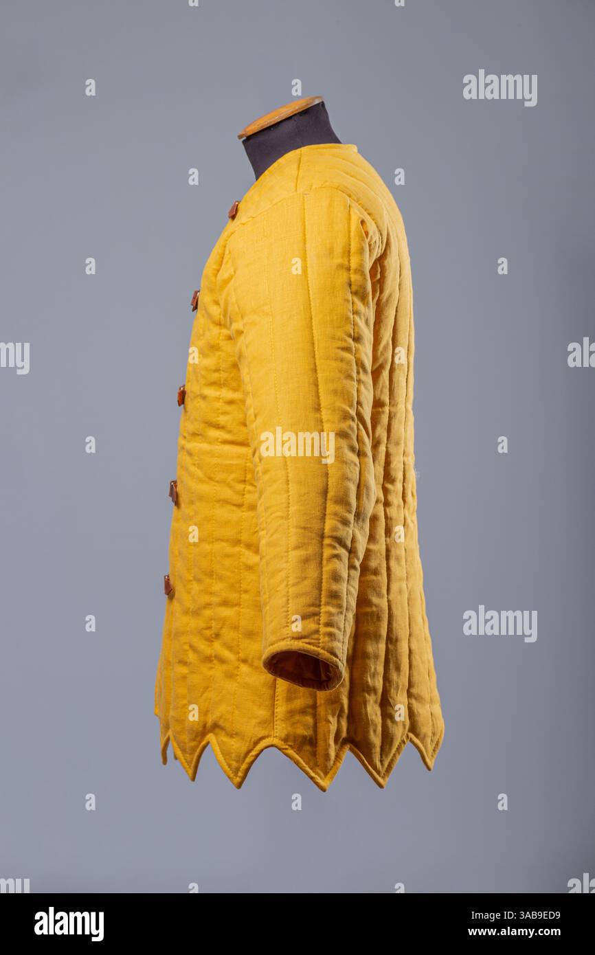Yellow Padded Gambeson Jacket. Medieval quilted under-armor with ...