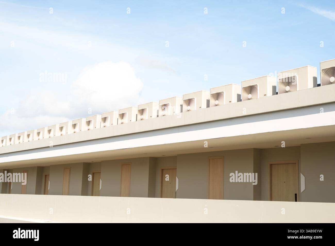 A minimalist building showcases its clean lines and neutral tones under ...