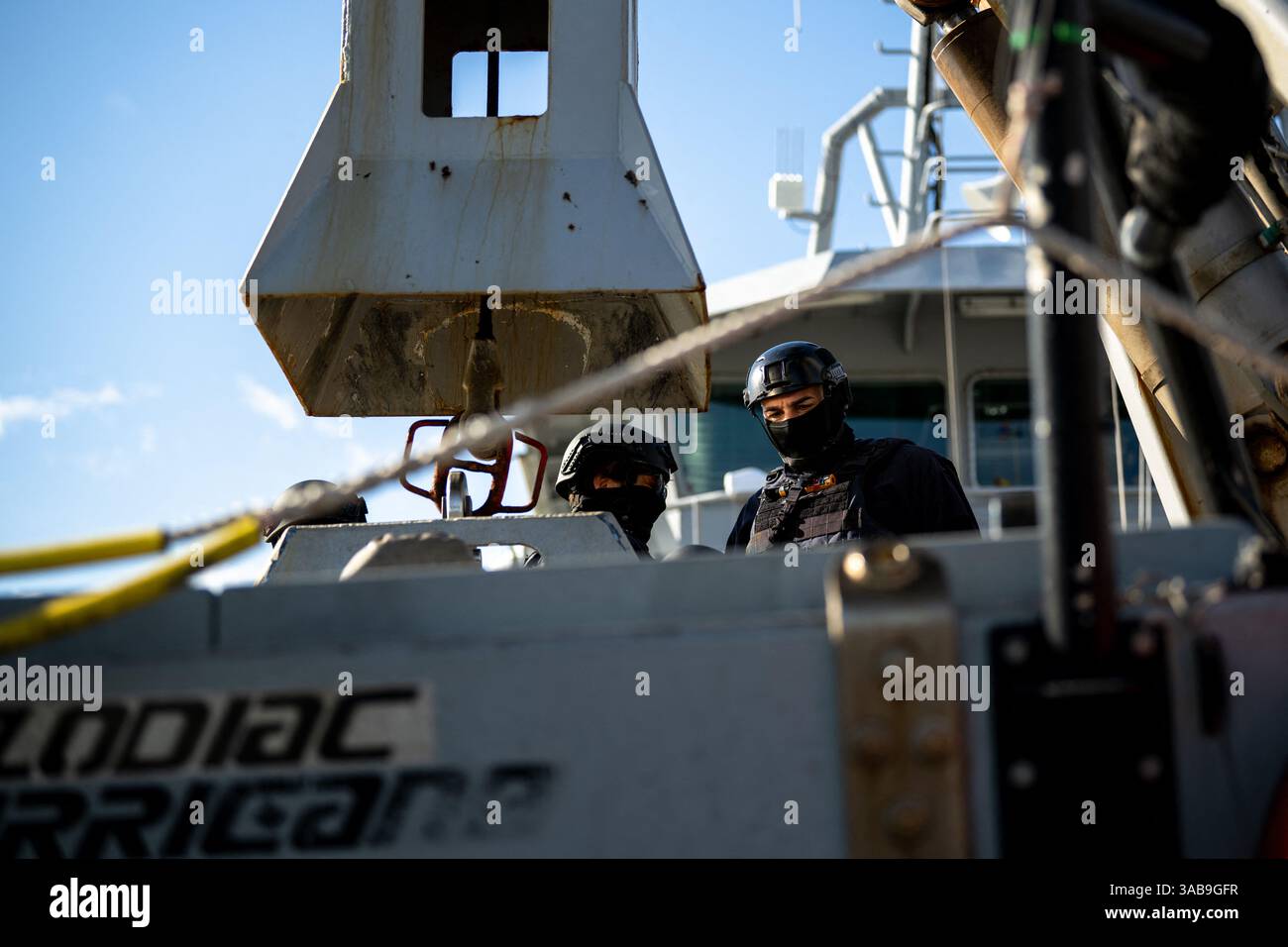 La Seyne Sur Mer, France. 24th Mar, 2025. Customs officers are seen in ...