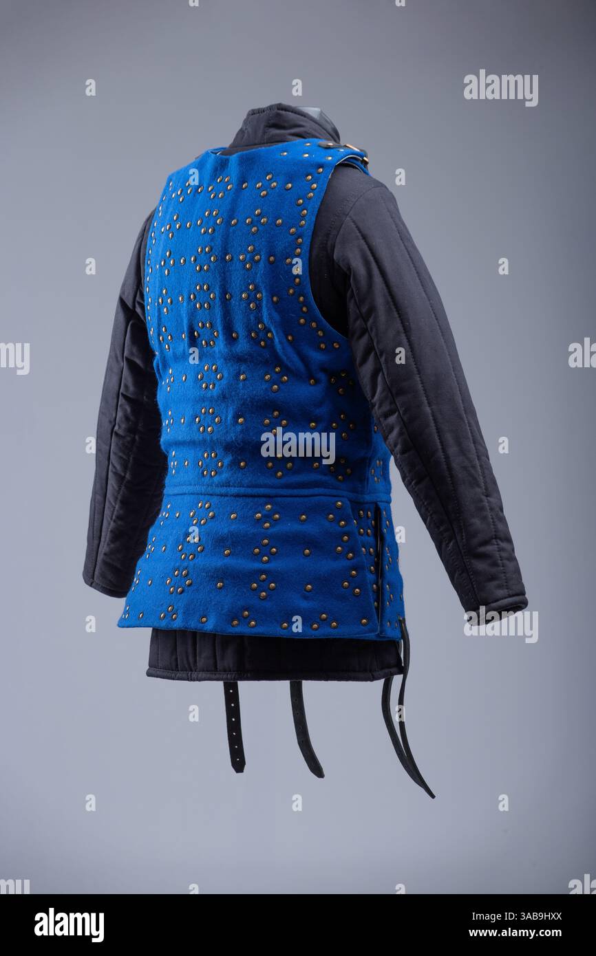 Bright Blue Brigandine Armor with Studs and Black Straps. This image ...