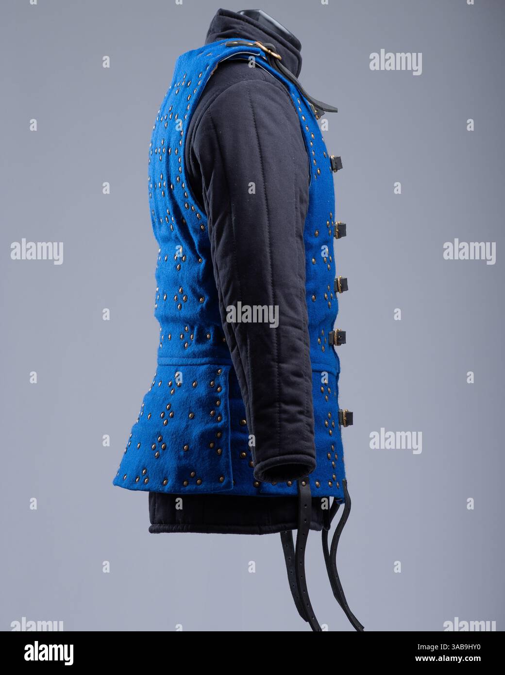 Bright Blue Brigandine Armor with Studs and Black Straps. This image ...