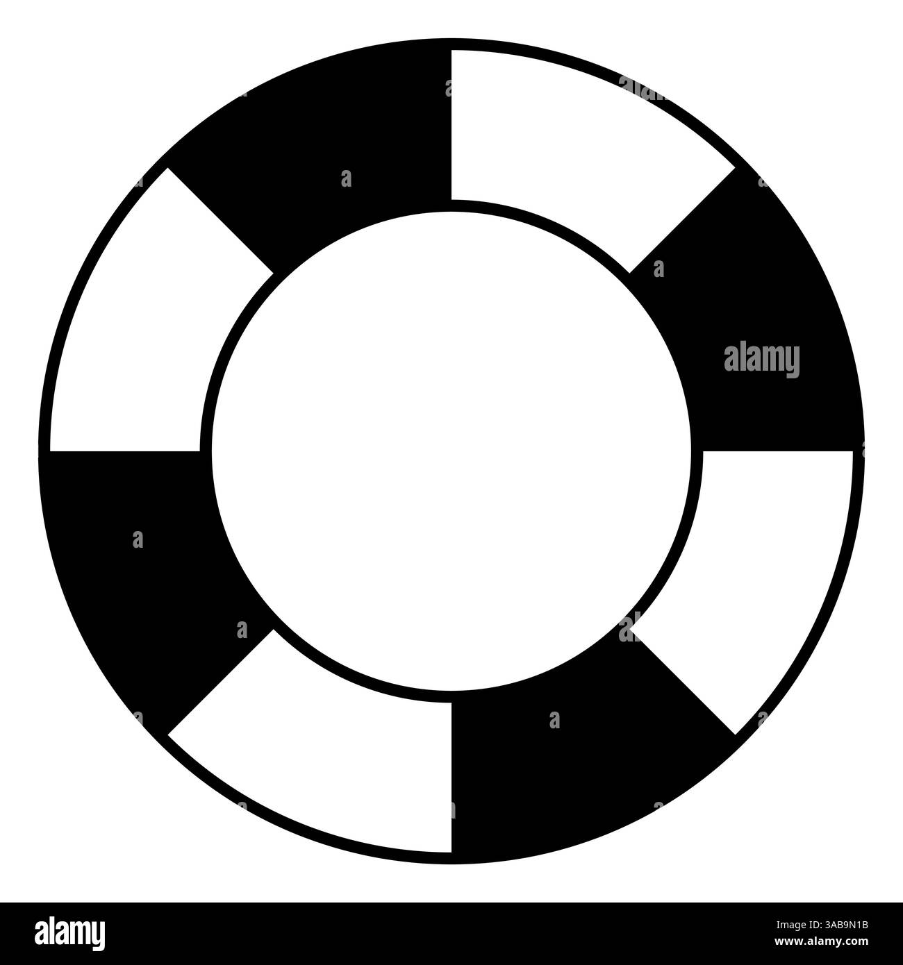 Lifebuoy illustration, black and white vector symbol shape of life belt ...