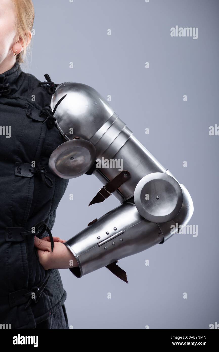 Polished Steel Medieval Arm Armor with Elbow Protection. Shiny and ...