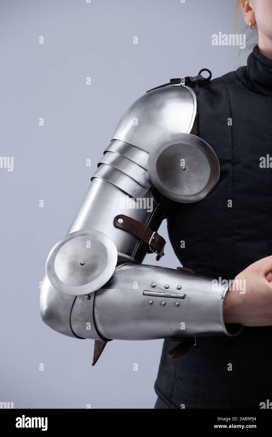 Polished Steel Medieval Arm Armor with Elbow Protection. Shiny and ...