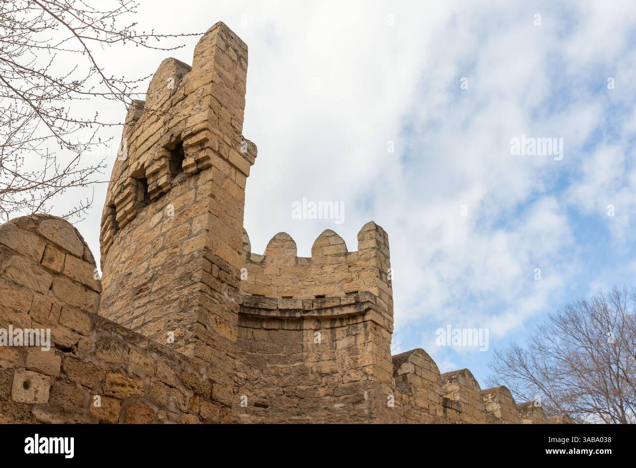 Historic stone fortifications of Baku Fortress, this is a medieval ...