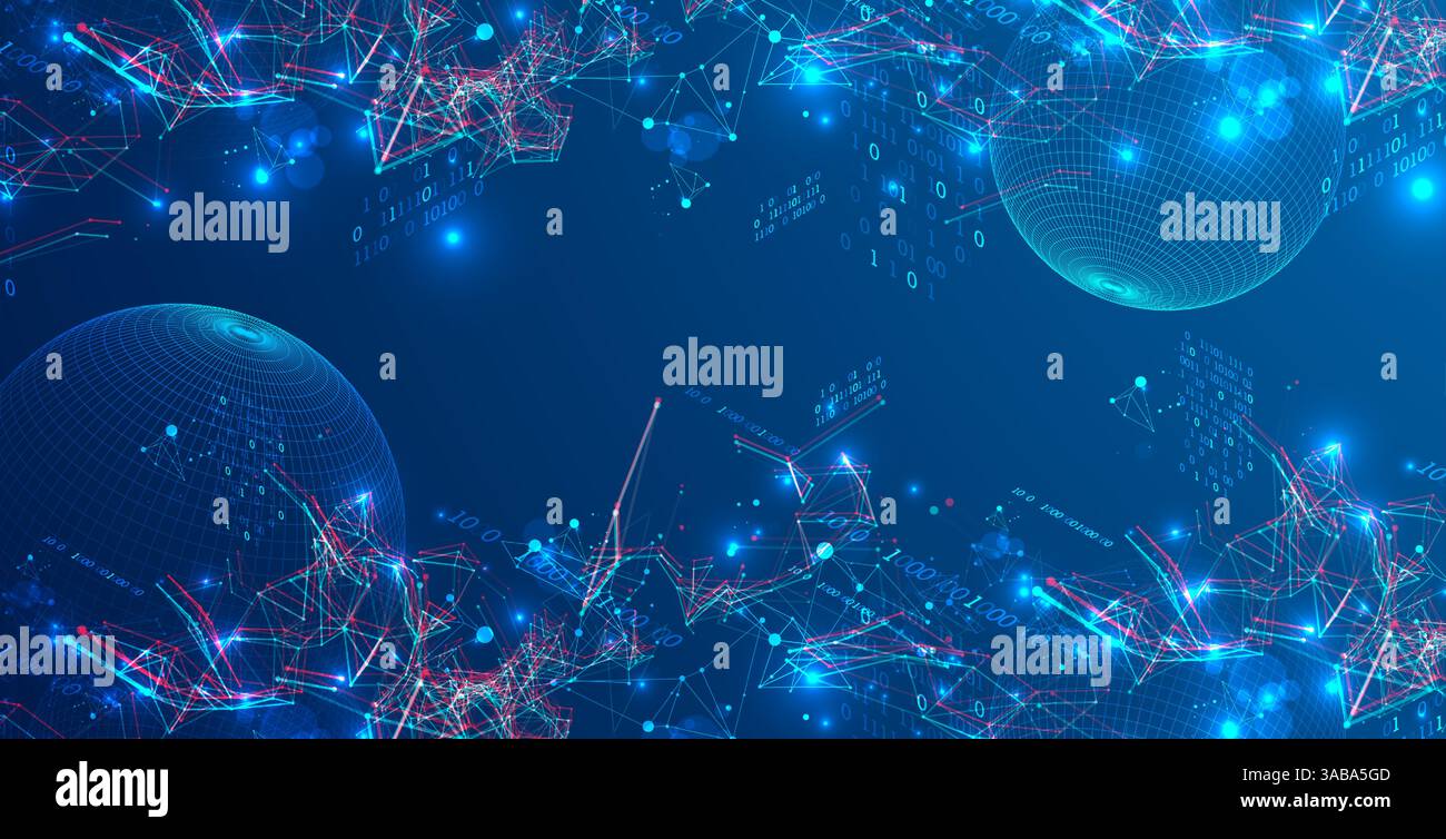 Digital network & data flow in cyberspace theme background. Futuristic digital network with ...