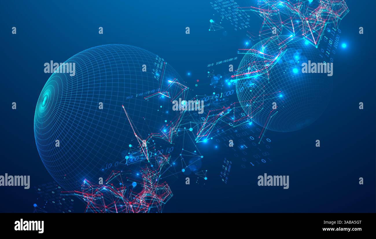 Digital network & data flow in cyberspace theme background. Futuristic ...