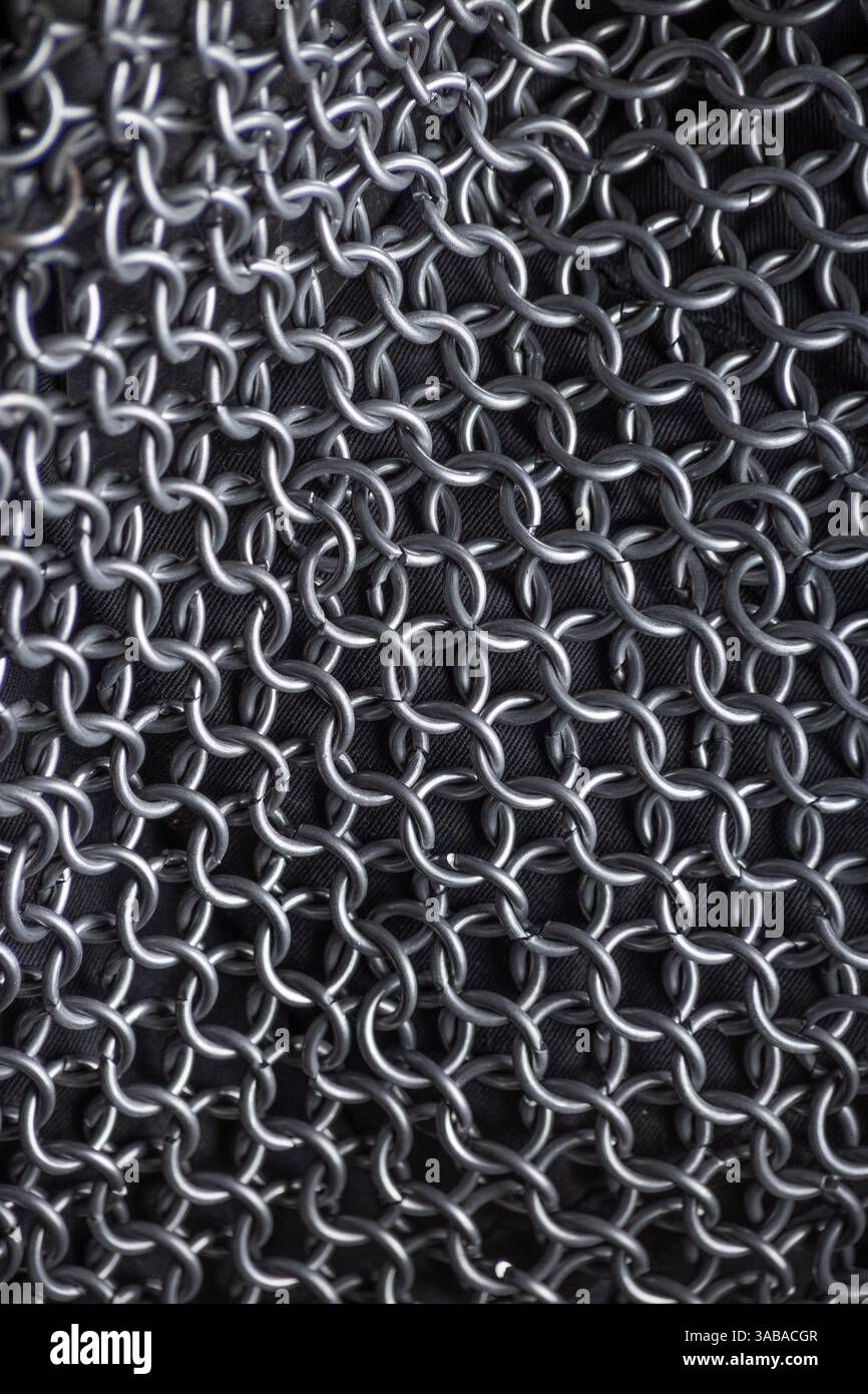 Intricate Close-Up of Medieval Chainmail Fabric. Detailed texture of interconnected metal rings ...
