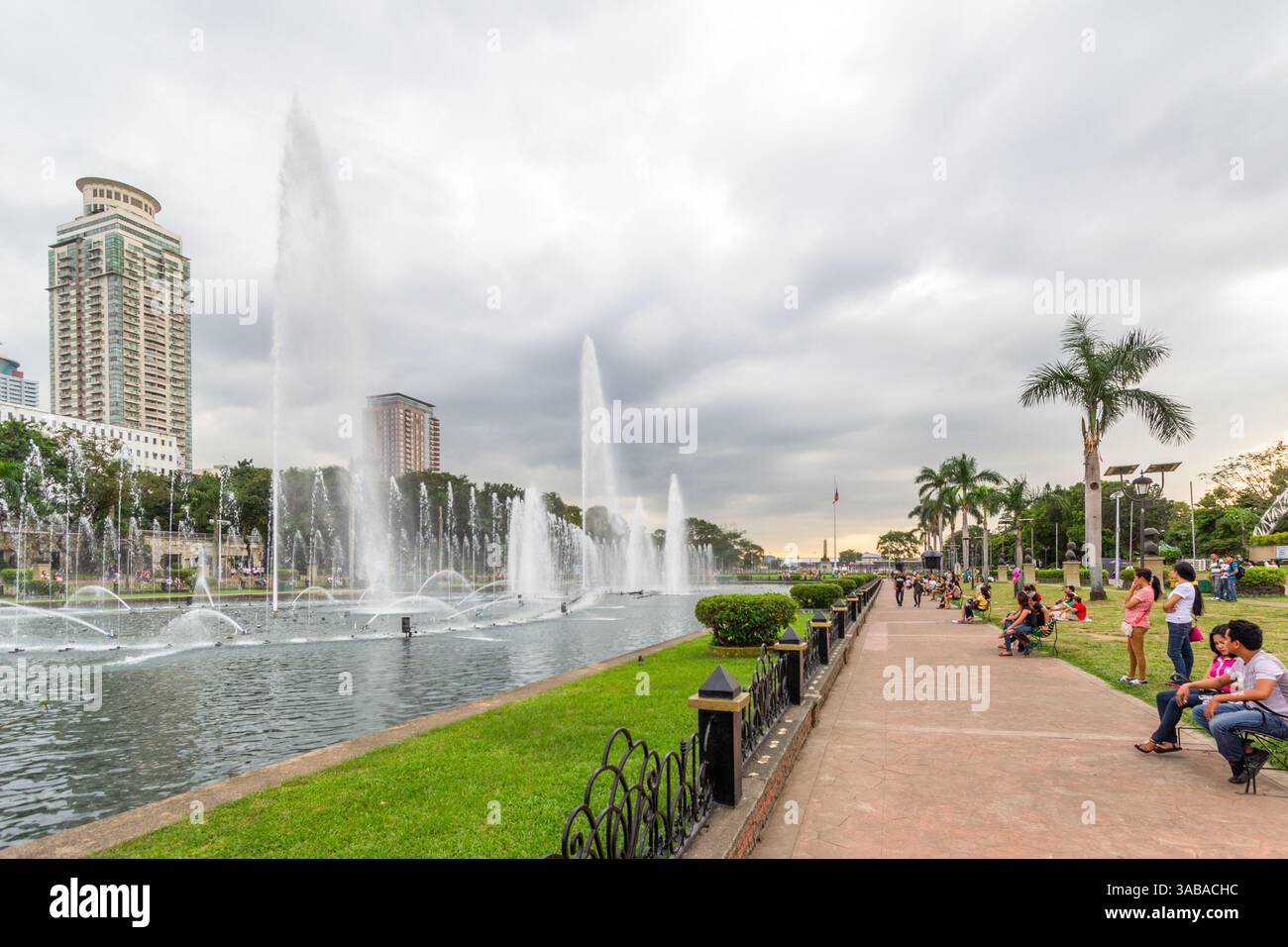 Fountains at Rizal Park in Manila Philippines surrounded by greenery ...