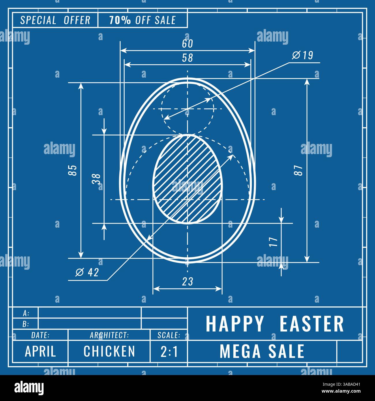 Blueprints concept of easter egg. Mechanical engineering drawings ...
