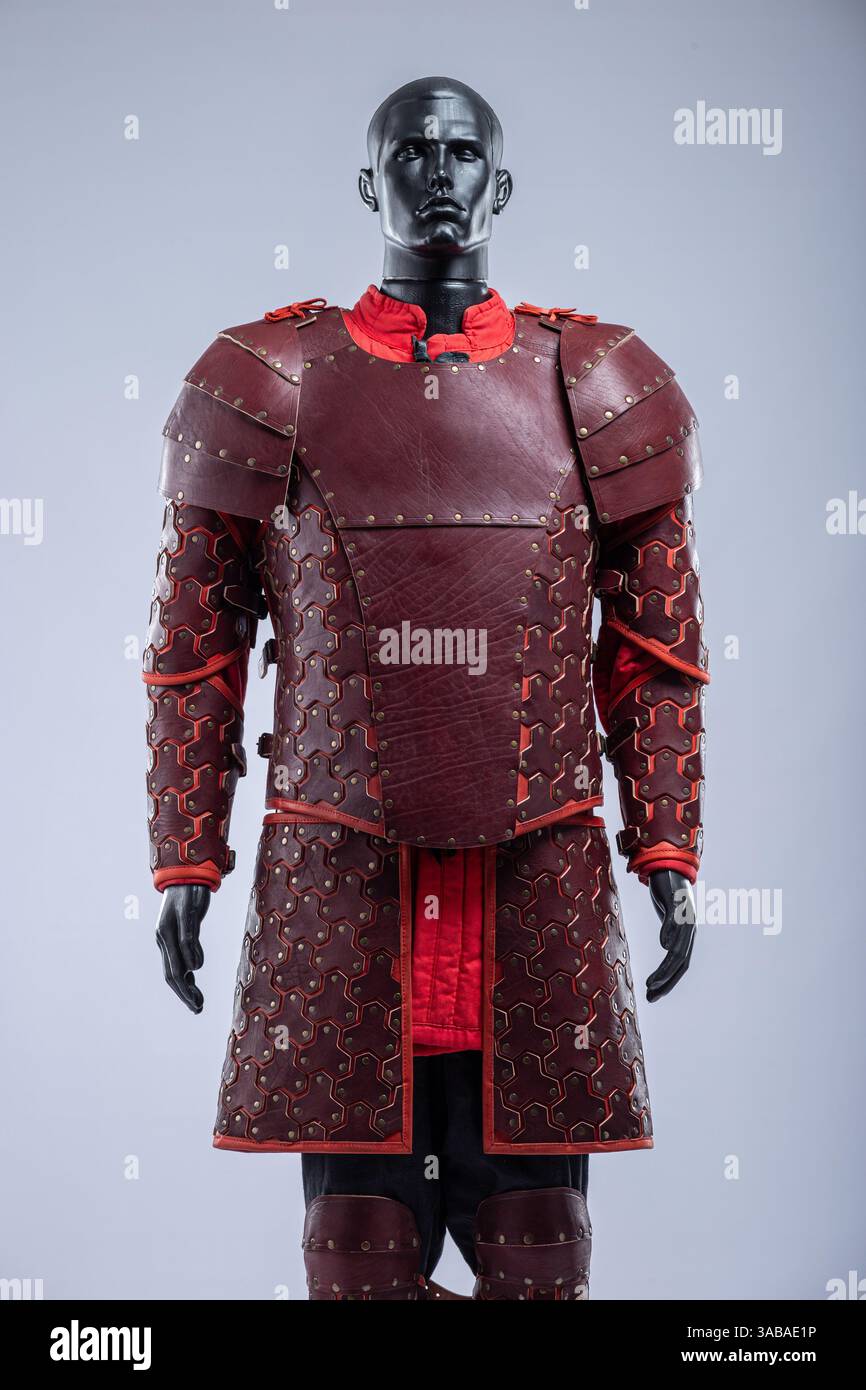 Brown Leather Fantasy Armor Set for LARP Cosplay. Full costume on a ...