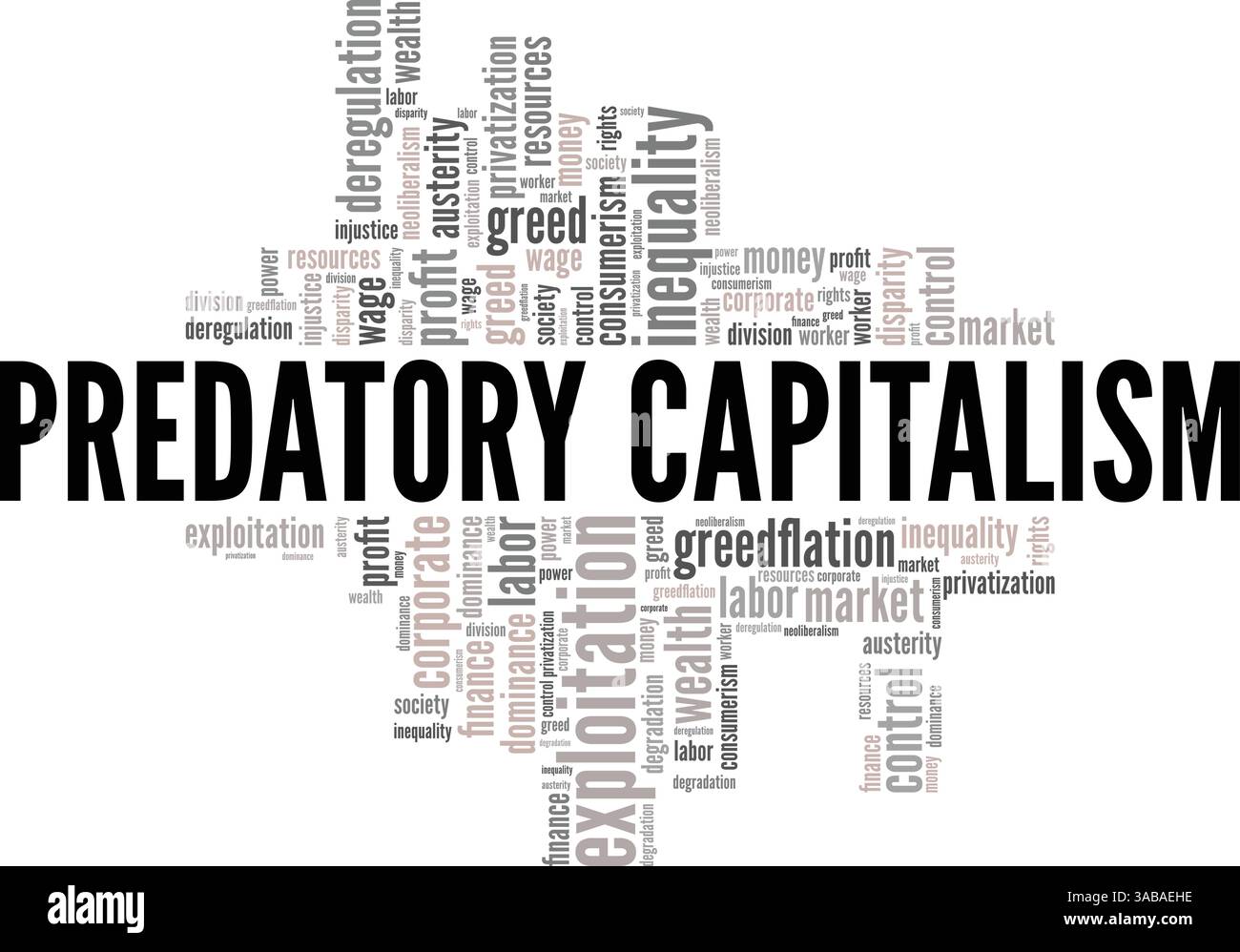 Predatory Capitalism word cloud conceptual design isolated on white ...