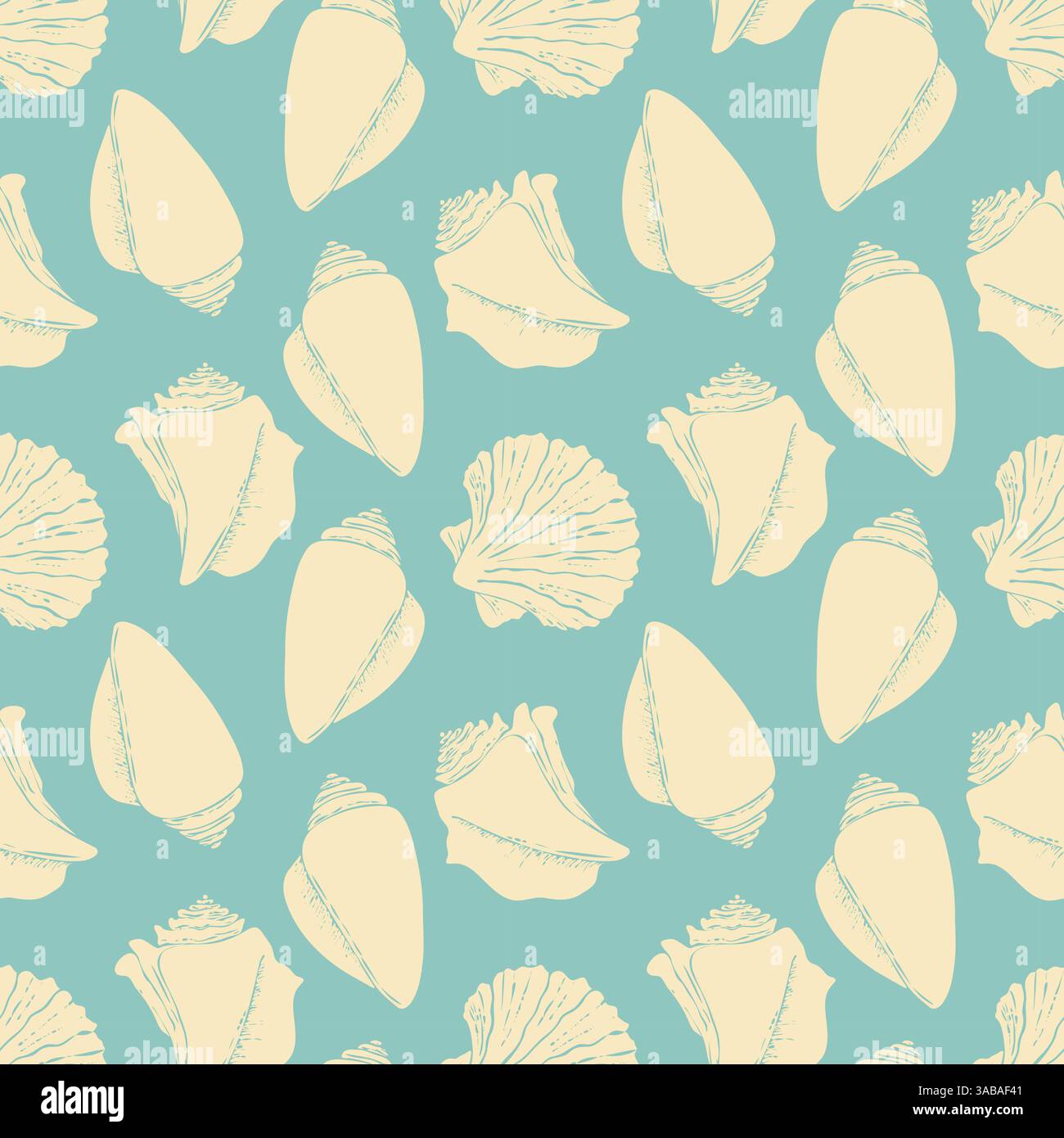 Marine atmosphere. Seamless pattern in pastel blue with silhouettes of ...