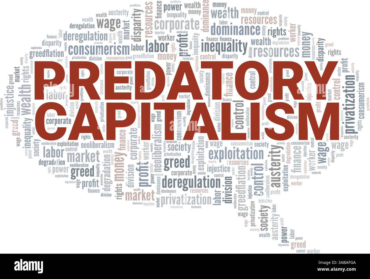 Predatory Capitalism word cloud conceptual design isolated on white ...