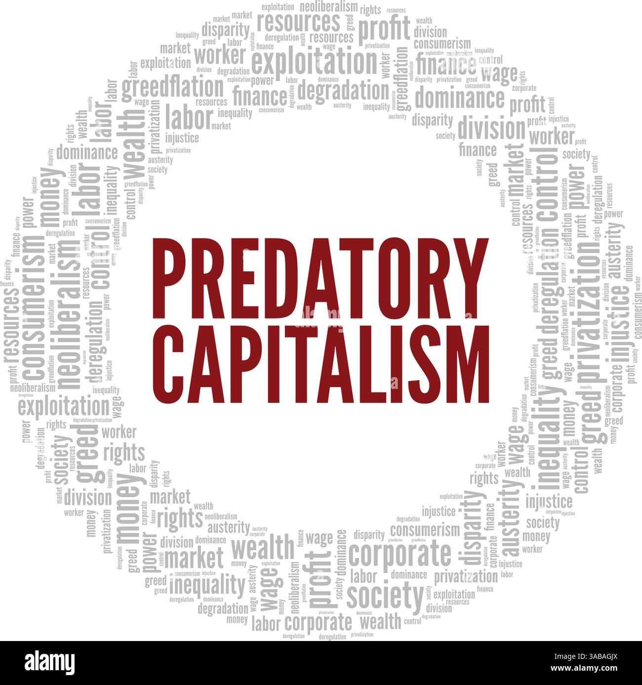 Predatory Capitalism word cloud conceptual design isolated on white ...