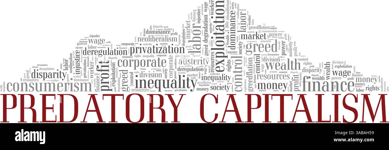 Predatory Capitalism word cloud conceptual design isolated on white ...