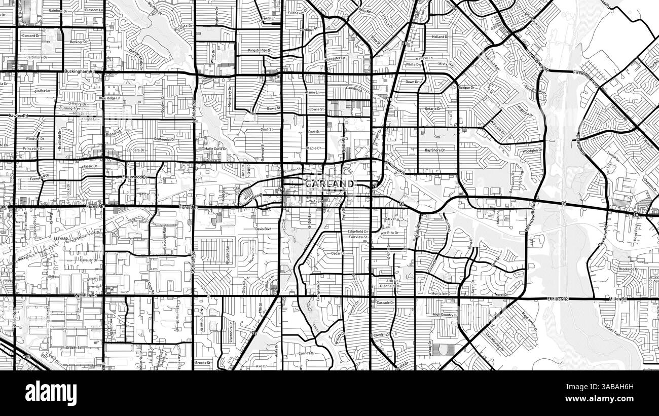 Minimalist Garland Street Map with Labels and Neighborhoods with many ...