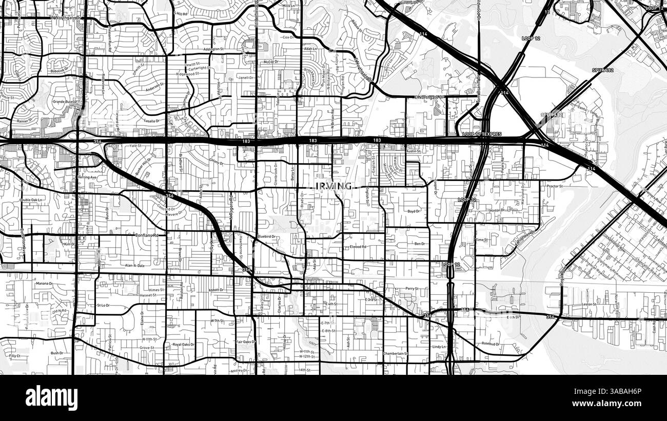 Minimalist Irving Street Map with Labels and Neighborhoods with many ...