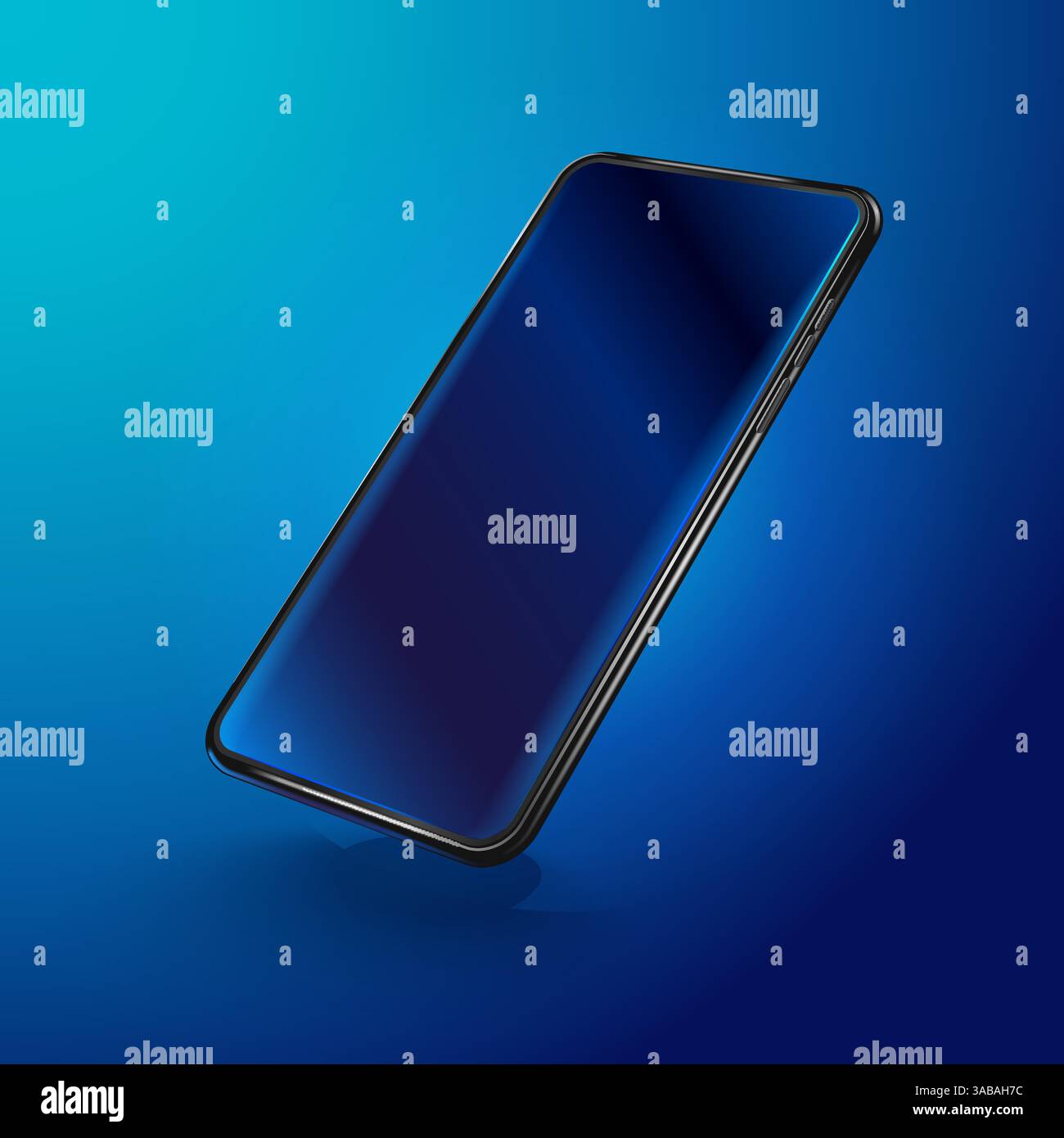 Left side smartphone view. Realistic mobile phone with blank screen ...