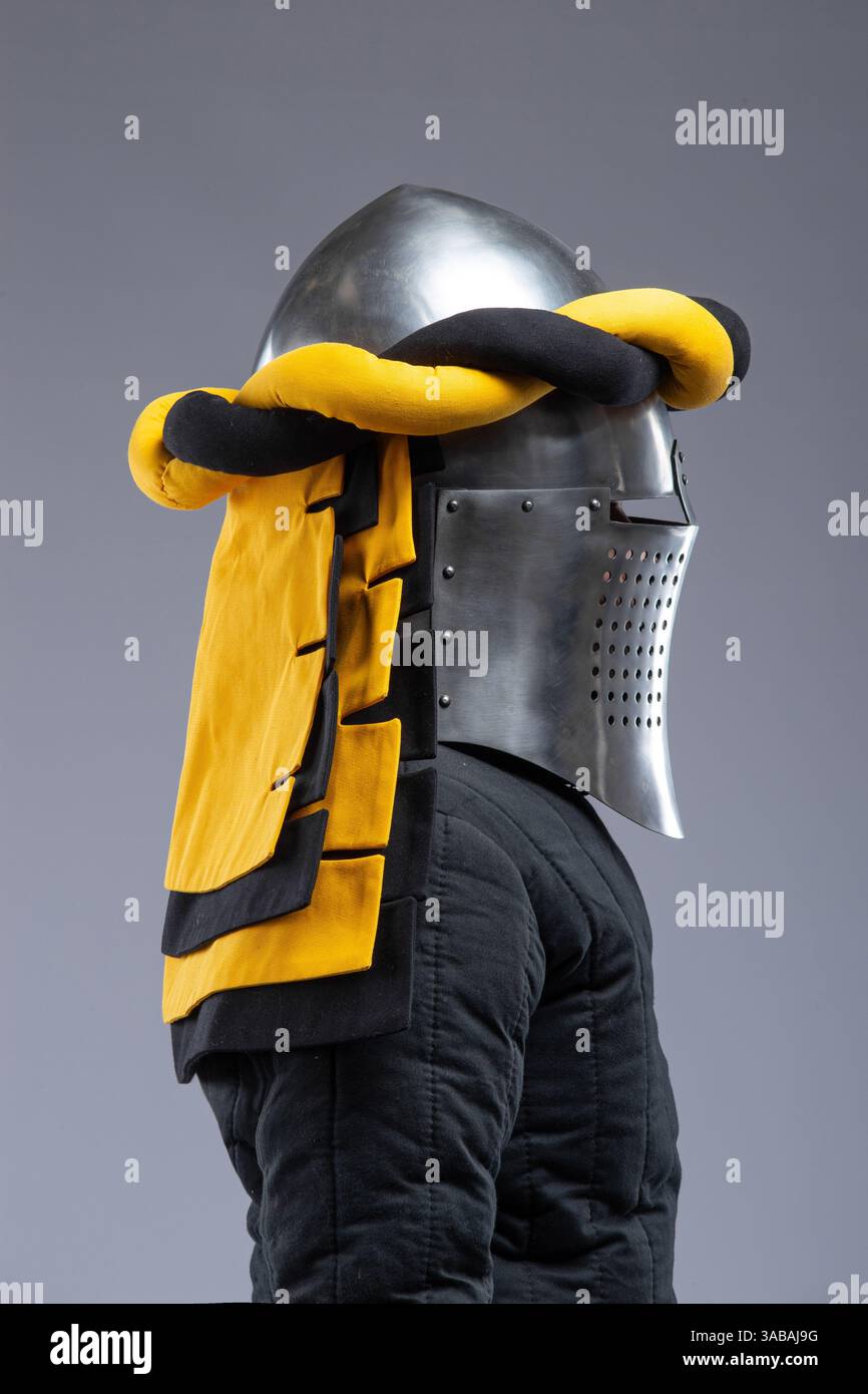 Great Helm with Wrapped Cloth. Medieval knight's helmet fully enclosing ...