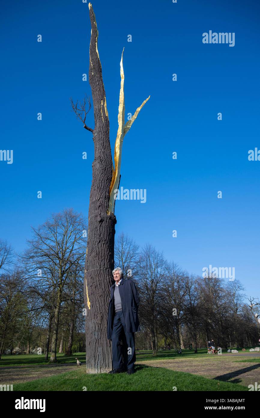 London, UK. 2 April 2025. Giuseppe Penone, with ‘Albero folgorato ...