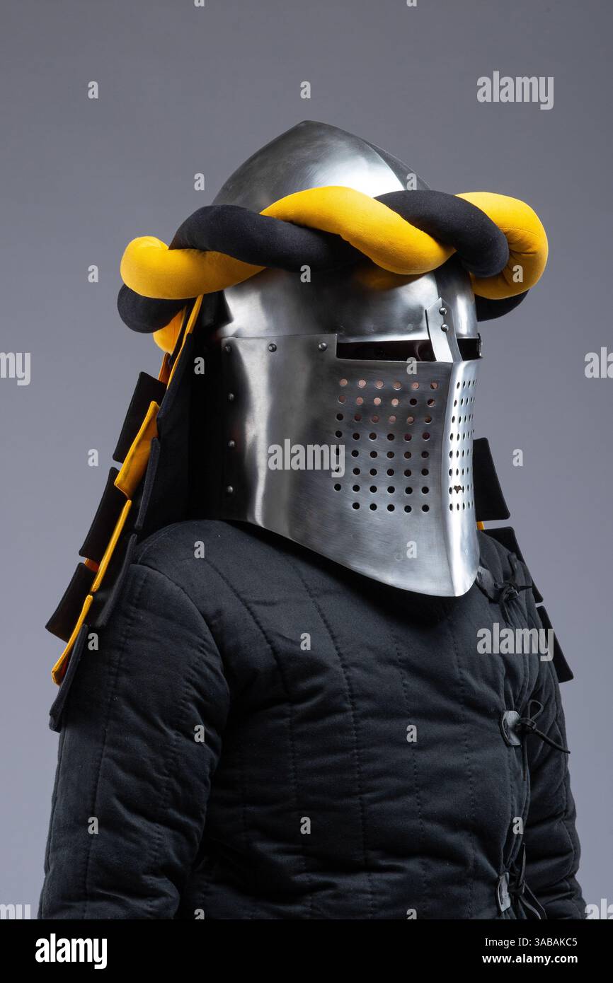 Great Helm with Wrapped Cloth. Medieval knight's helmet fully enclosing ...
