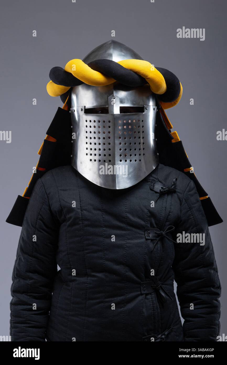 Great Helm with Wrapped Cloth. Medieval knight's helmet fully enclosing ...