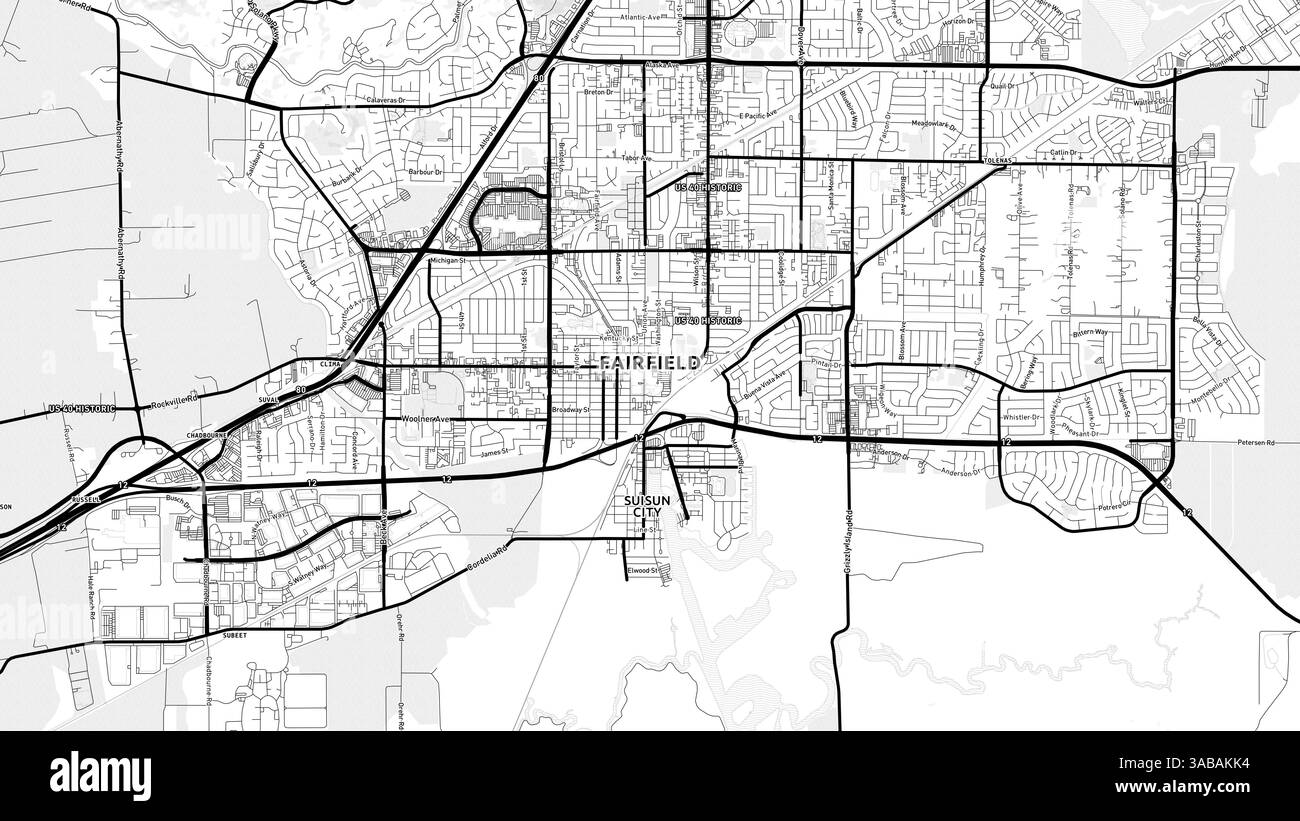 Minimalist Fairfield Street Map with Labels and Neighborhoods with many ...