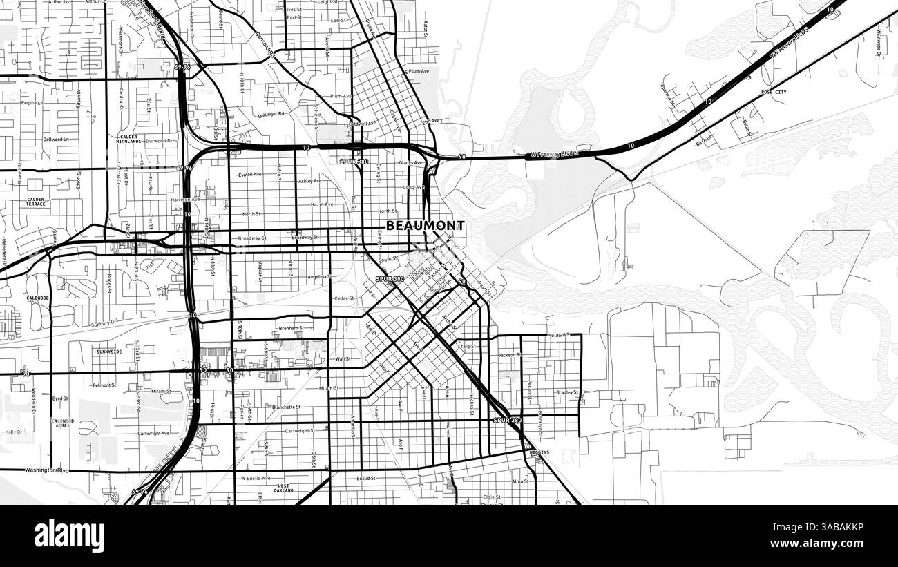 Minimalist Beaumont Street Map with Labels and Neighborhoods with many ...