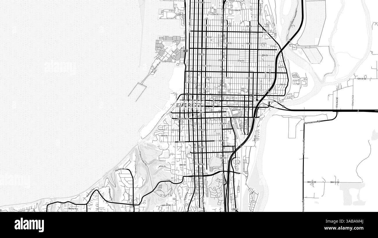 Map of everett Black and White Stock Photos & Images - Alamy