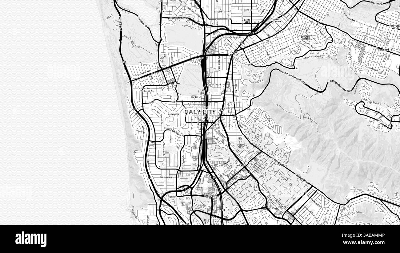 Daly city map hi-res stock photography and images - Alamy